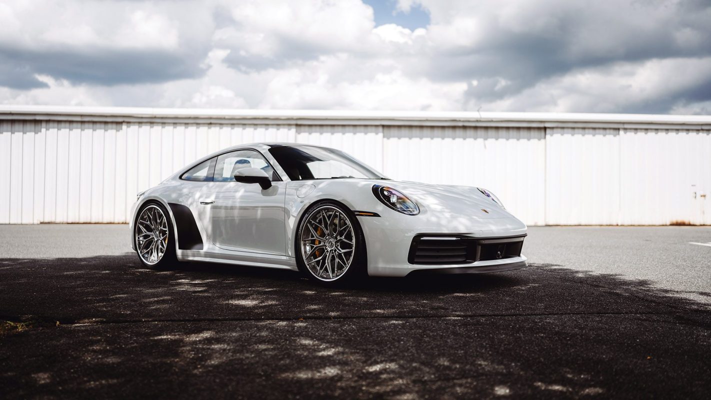 Carrara White Metallic Porsche 992 C4S on AL13 R80 Wheels - My Car Portal